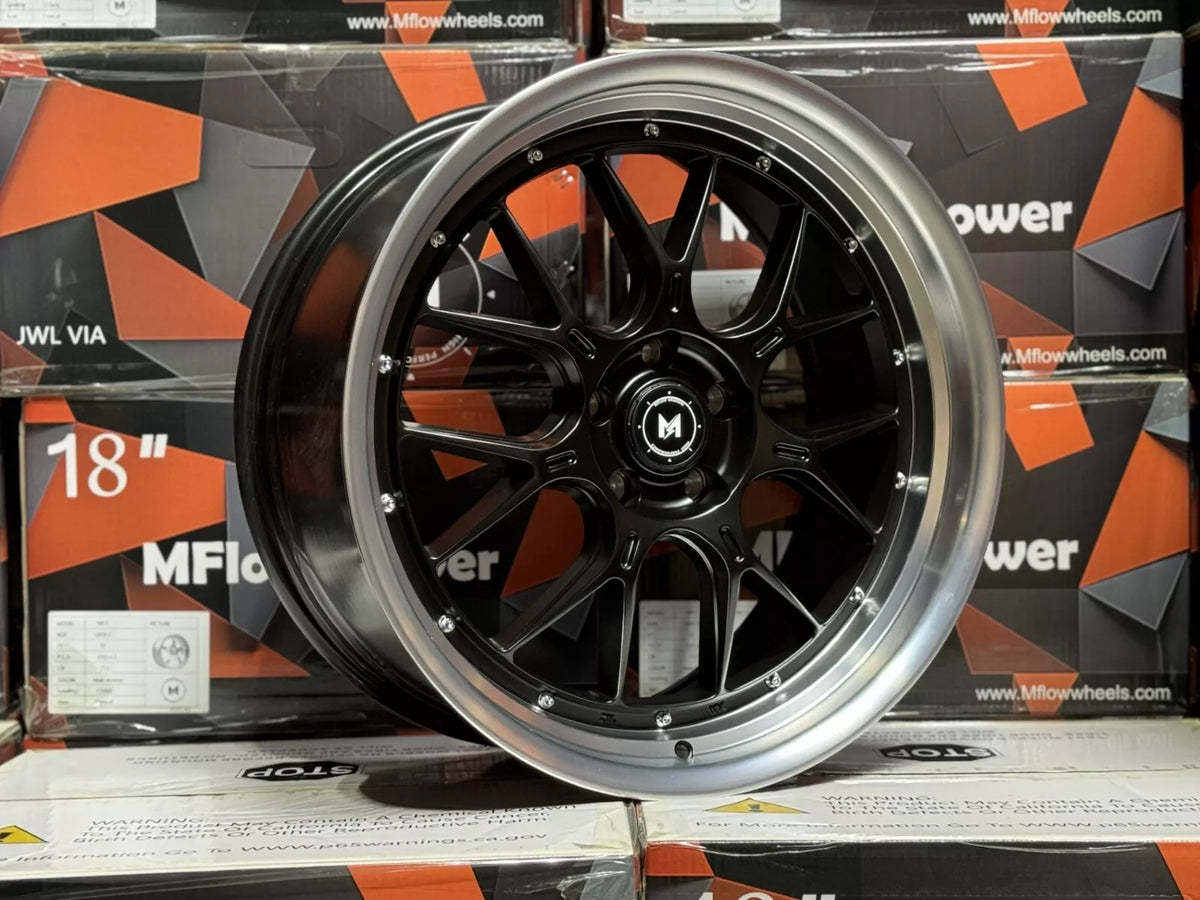 18x8.5/18x9.5 5x114.3 MFlow MFL2 Matte Black Staggered Wheels 18" Rims – eurowheelsusa