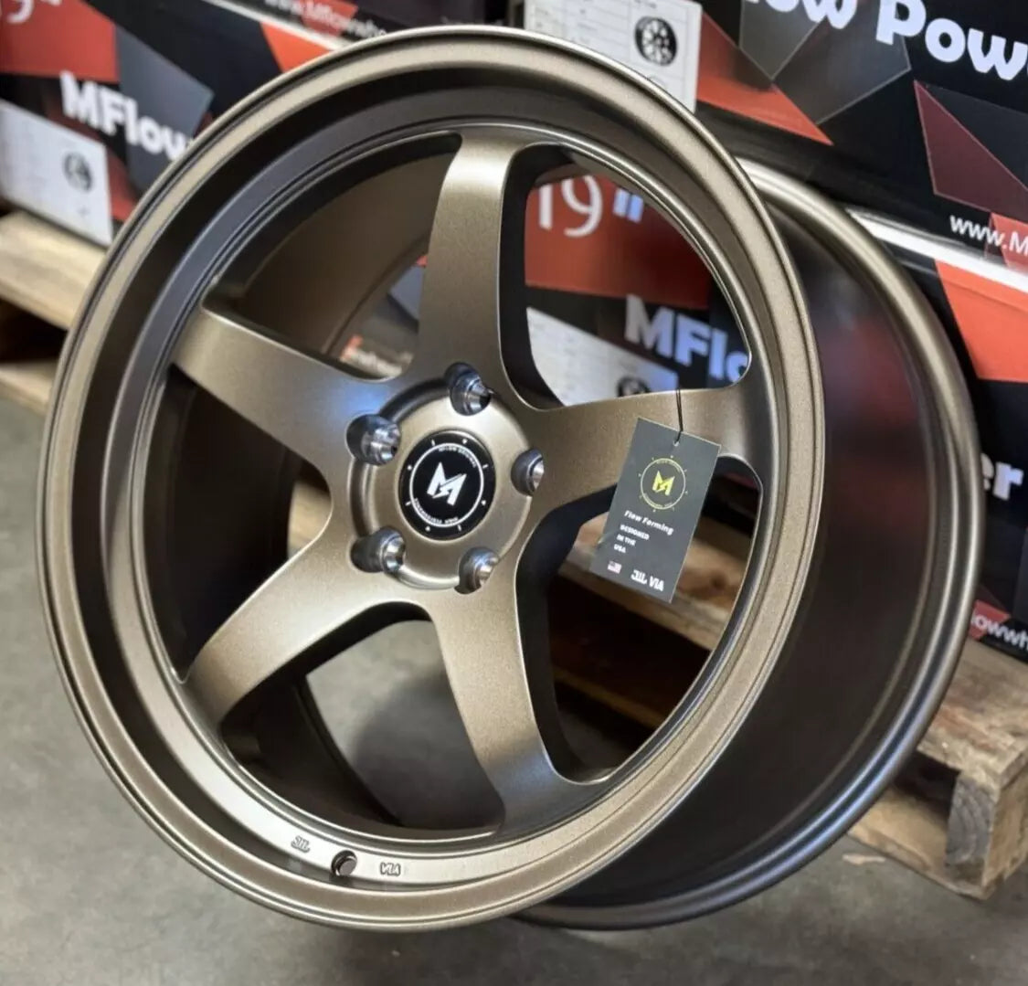 4 Pcs 18x8.5 +35 5x114.3 MFlow MFR3 Matte Bronze Wheels Set 18" CB 73 ...