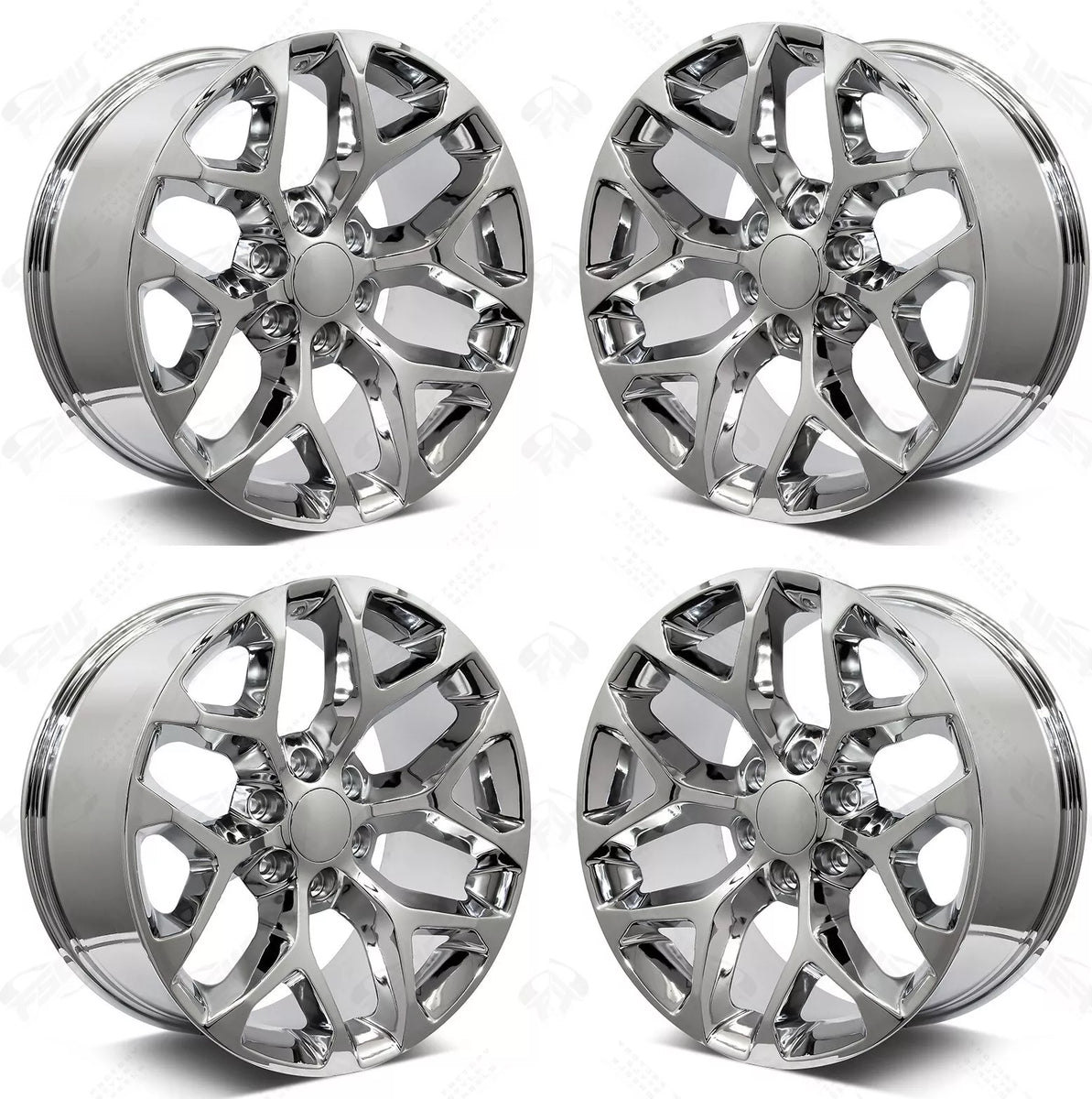 24" Chrome Snowflake Wheels For Chevy Silverado GMC Tahoe Yukon Denali ...