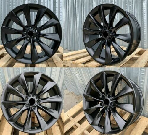19" Wheels Fit Tesla Model S 19x8.5 Turbine Style Rims Matte Black 5x1 ...