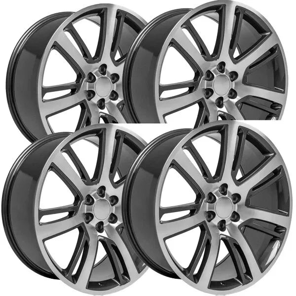 (Set of 4) OE Wheels CA88 22x9 6x5.5" +31mm Gunmetal Wheels Rims 22" I ...