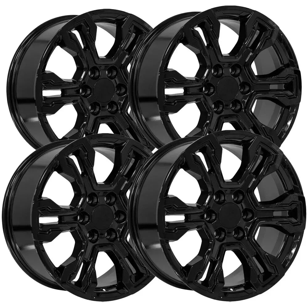 (Set of 4) OE Wheels CV65 20x9 6x5.5" +26mm Gloss Black Wheels Rims 20 ...