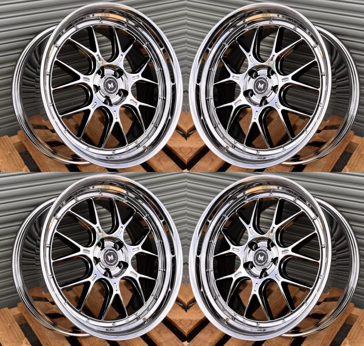 18x9.5 +30 5x114.3 MFlow MFL2 PVD Chrome Wheels 18" Deep Lip Rims Set ...