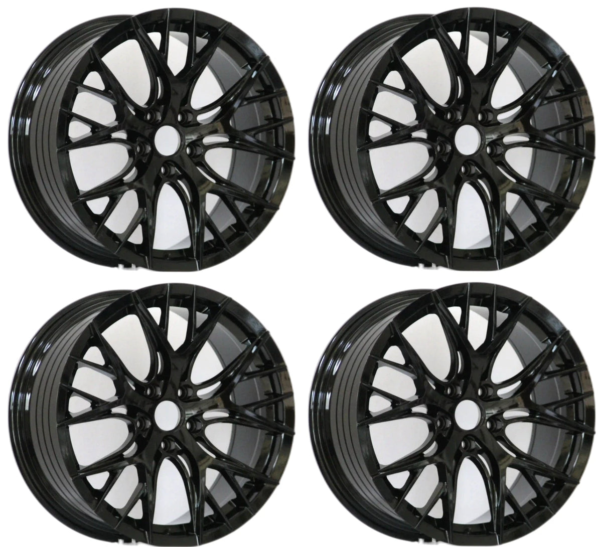 18x8.5 Wheels 18" 5x114.3 +35 CB 73.1 Gloss Black Rims Set 4 ...