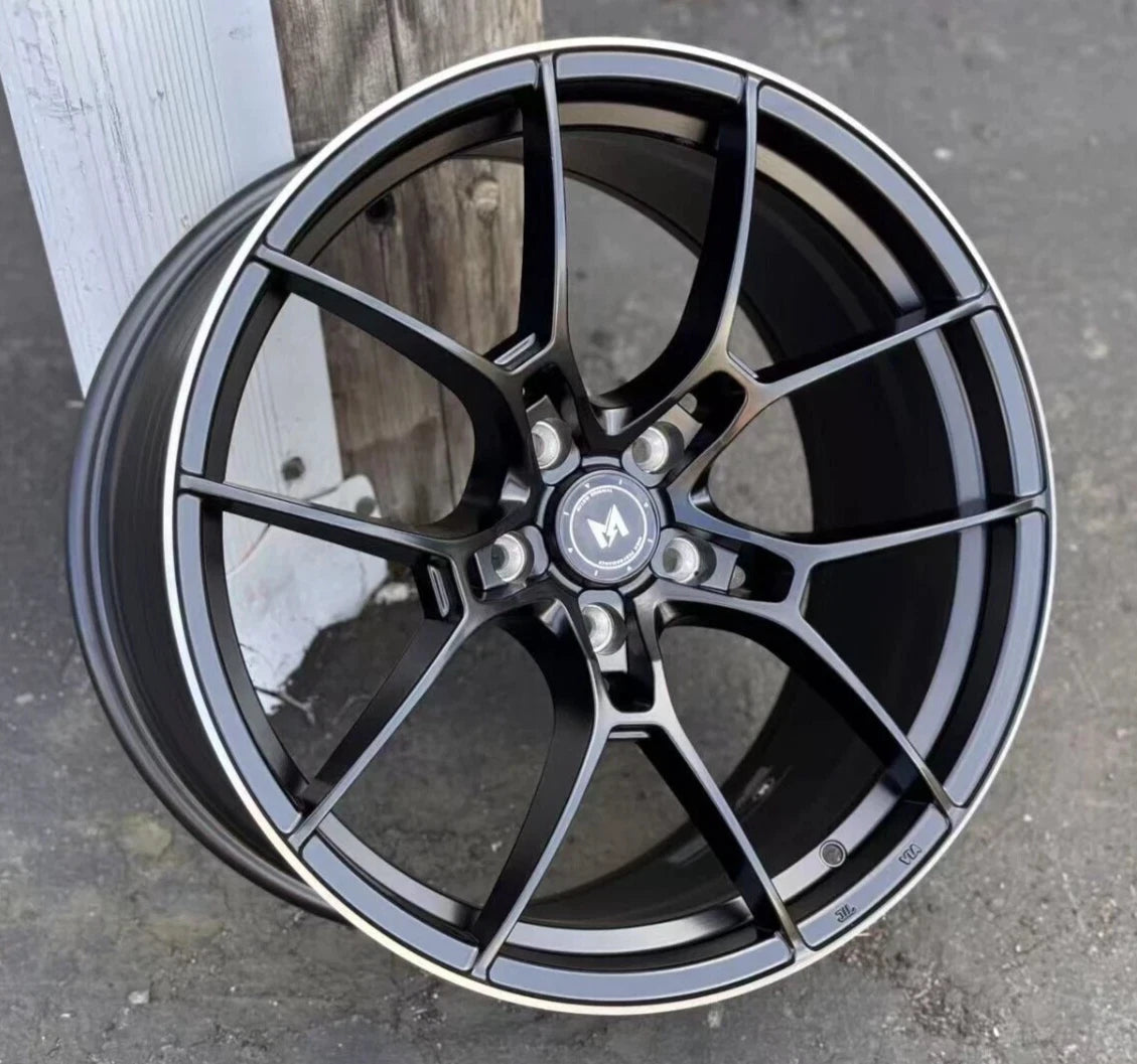 19x8.5/19x9.5 5x120 MFlow MFR4 Staggered Black Wheels 19" Rims Set CB ...
