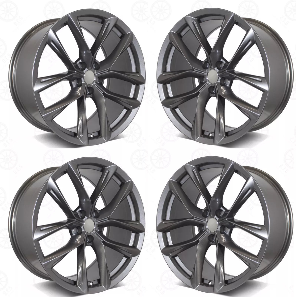 22" WHEELS FIT TESLA MODEL S X P85 STAGGERED 22x9 / 22x10 GUNMETAL GRE ...