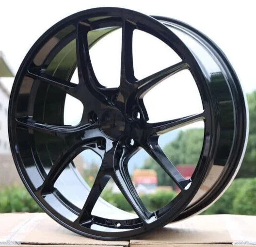 19x9.5 W005 Wheels 5x114.3 ET35 CB73.1 Gloss Black Tuner Set of 4 Rims ...