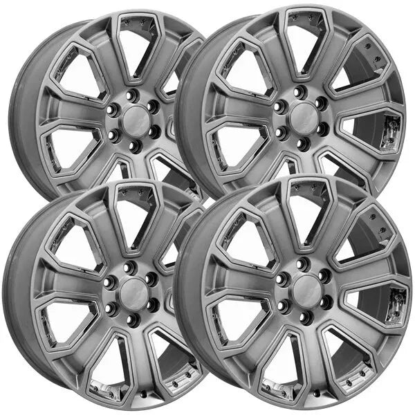 (Set of 4) OE Wheels CV93B 22x9 6x5.5" +31mm Hyper Black/Chrome Wheels ...