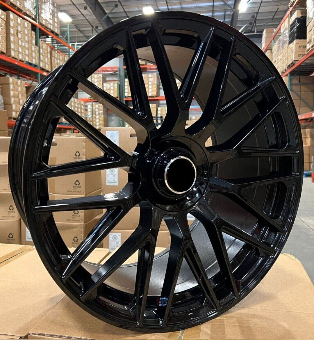 22x10 / 22x11.5 Staggered Black Wheels For Mercedes GLE GL GLS 450 500 ...