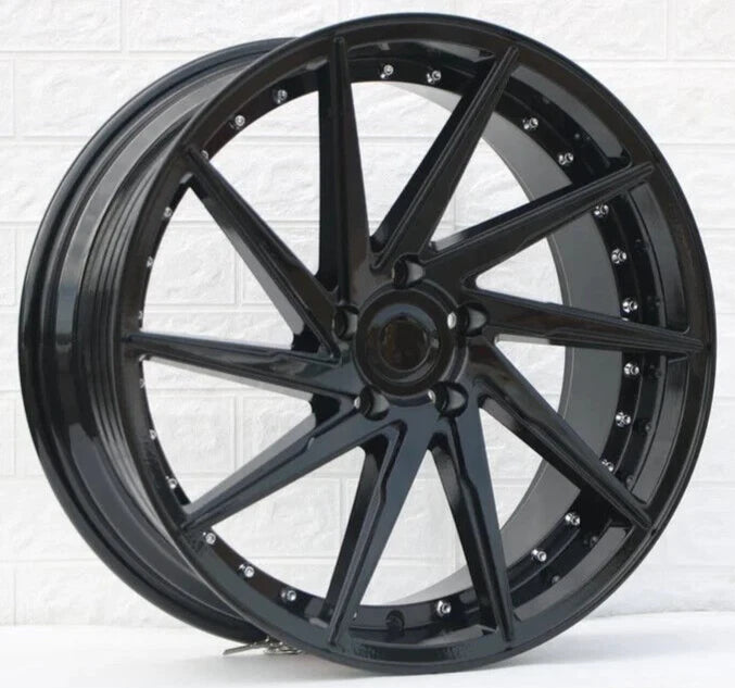 19" Wheels 19x8.5 5x114.3 +35 CB 73.1 Gloss Black Swirl Style Staggere ...