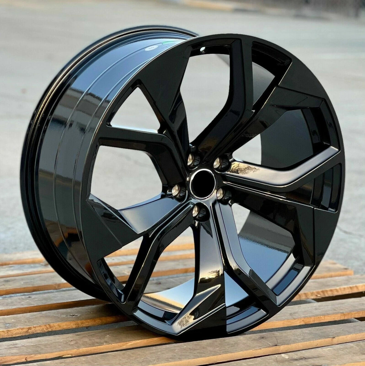 22" 22x10 5X112 +25 GLOSS BLACK WHEELS FITS AUDI A5 A6 A7 A8 S5 S6 S7 ...
