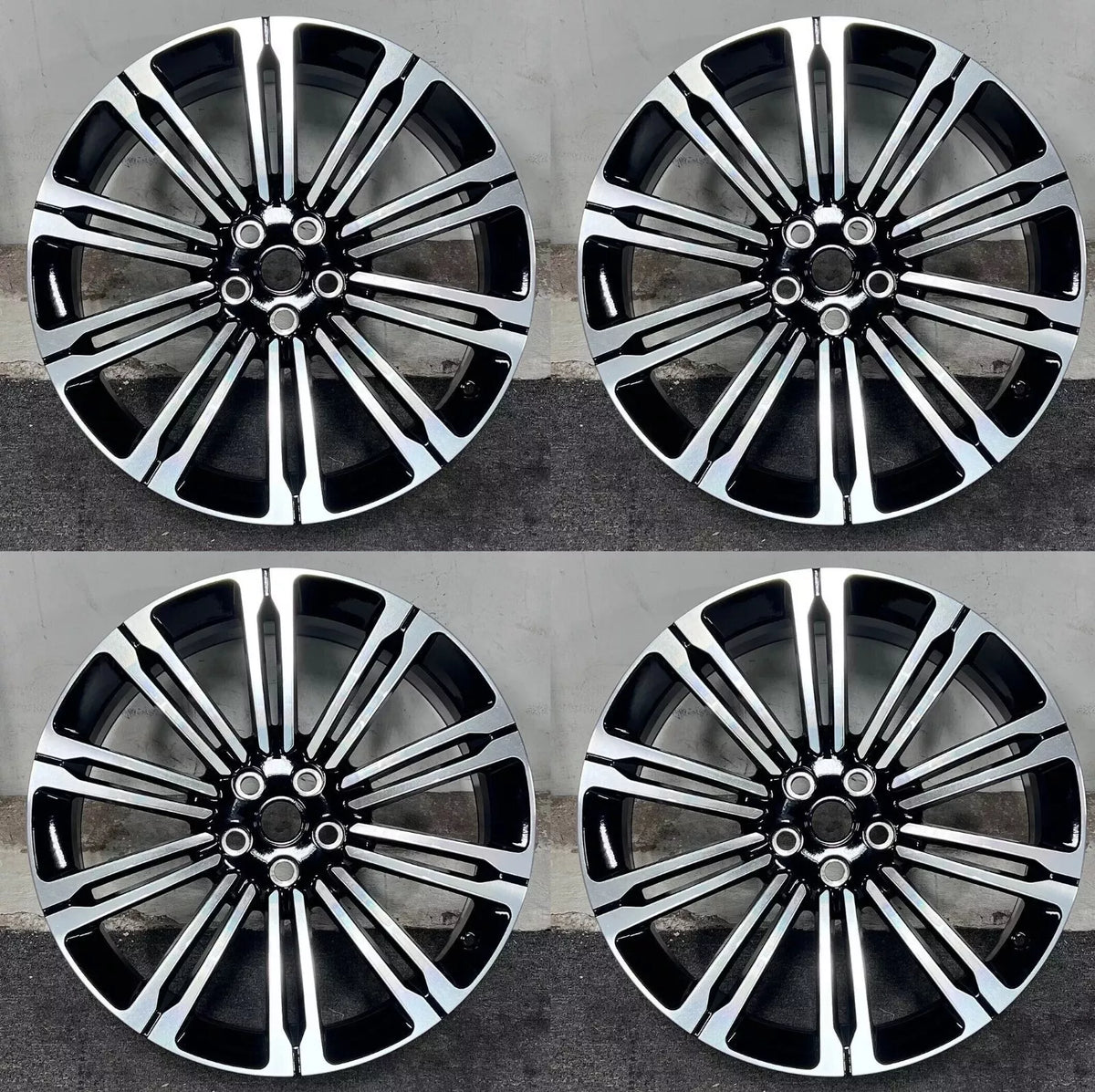 24" BLACK MACHINE CRESCENDO 1075 STYLE RIMS WHEELS FITS LAND ROVER RAN ...