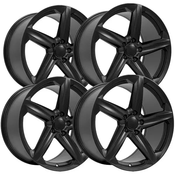(Set of 4) OE Wheels CV02D 19x8.5 5x120 +52mm Satin Black Wheels Rims ...