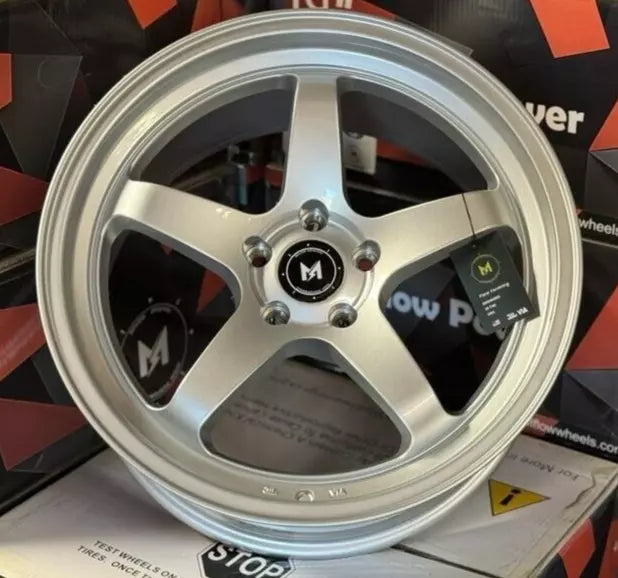 4 Pcs 18x8.5 +35 5x114.3 MFlow MFR3 Hyper Silver Wheels Set 18" Rims C ...