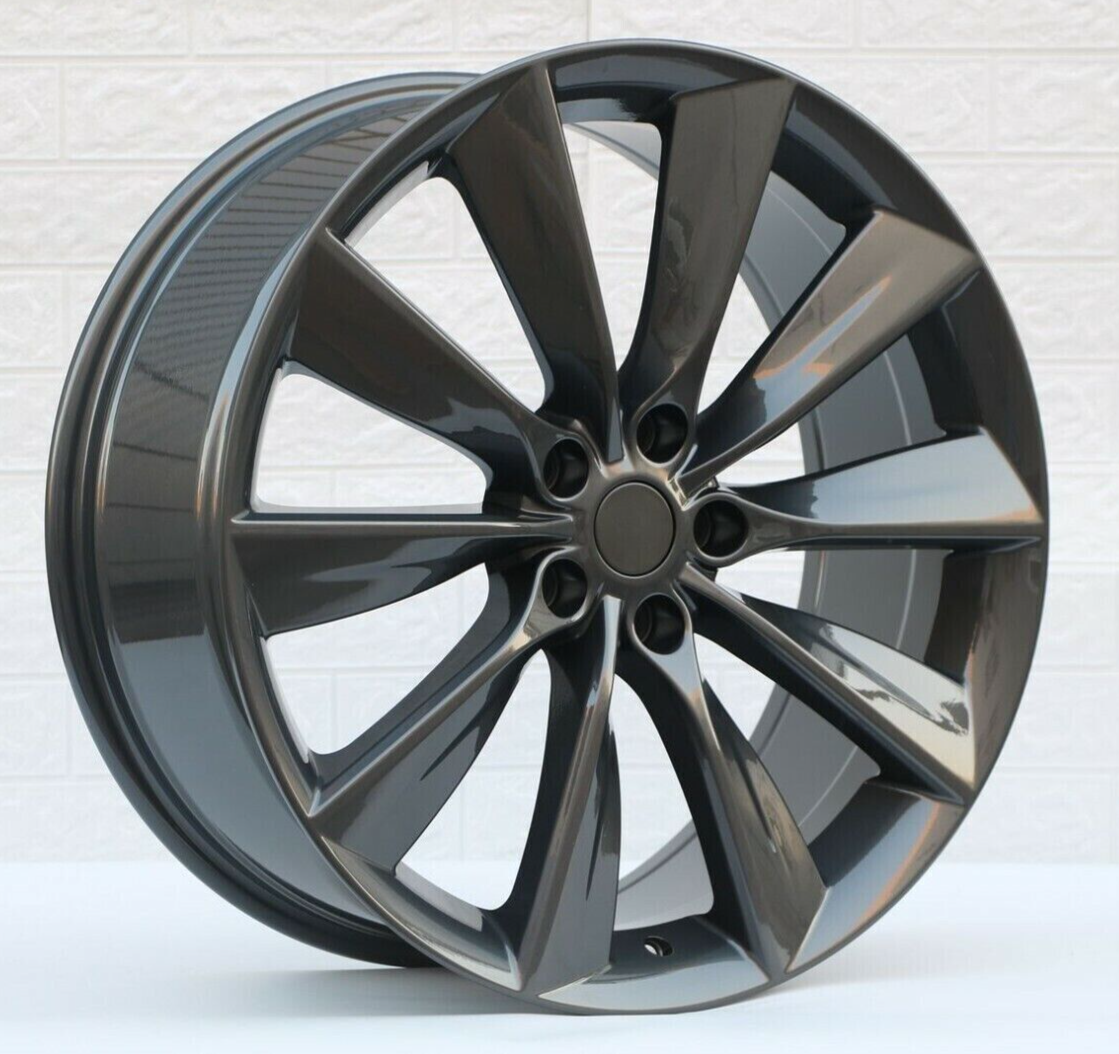4 PCS 21" WHEELS SET FOR TESLA MODEL S X 21x9 ET40 5x120 CB64.1 GREY R ...