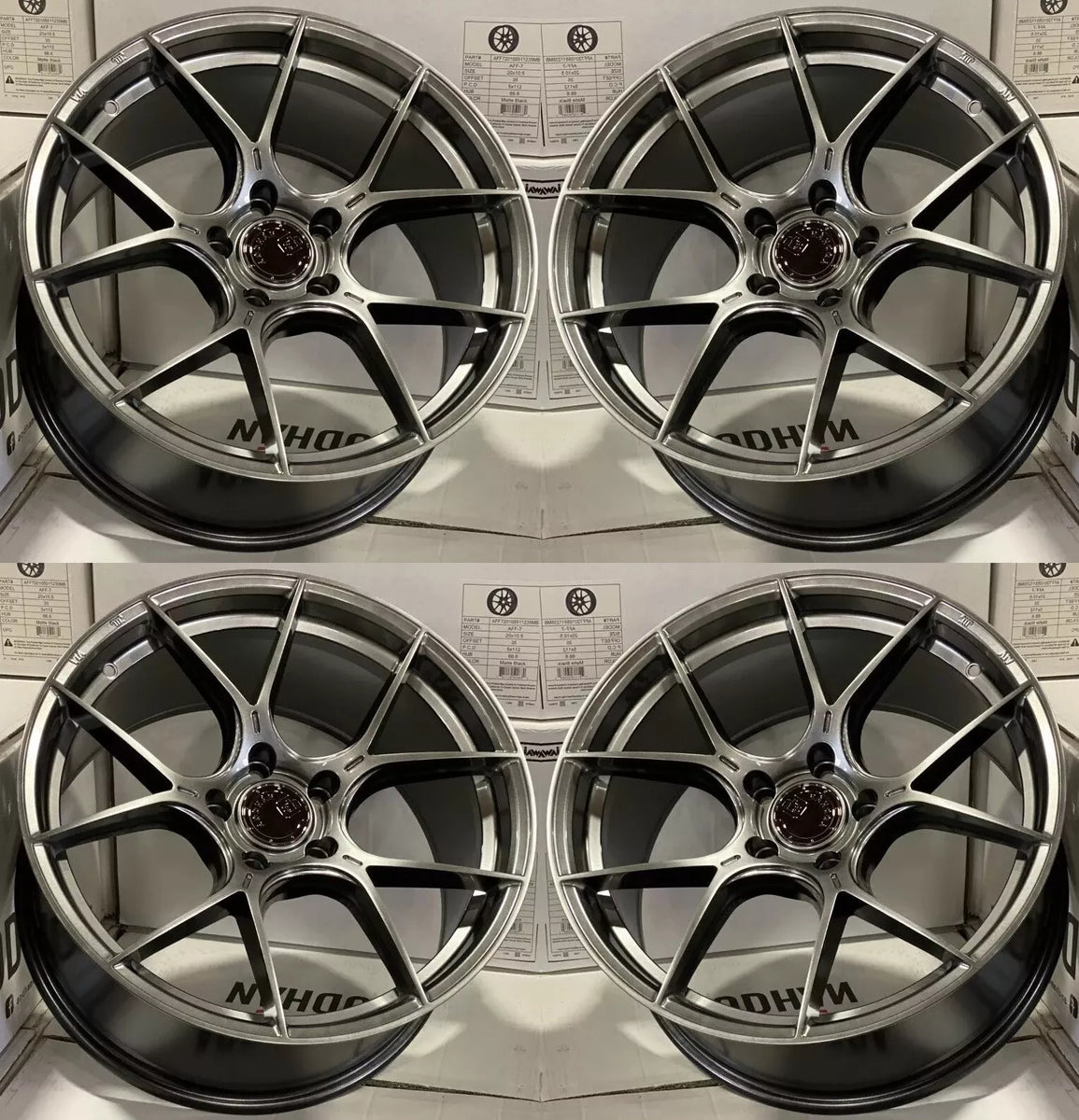 19" Aodhan AH11 Wheels 19x8.5 +35 5x112 Hyper black Rims Set 73.1 ...
