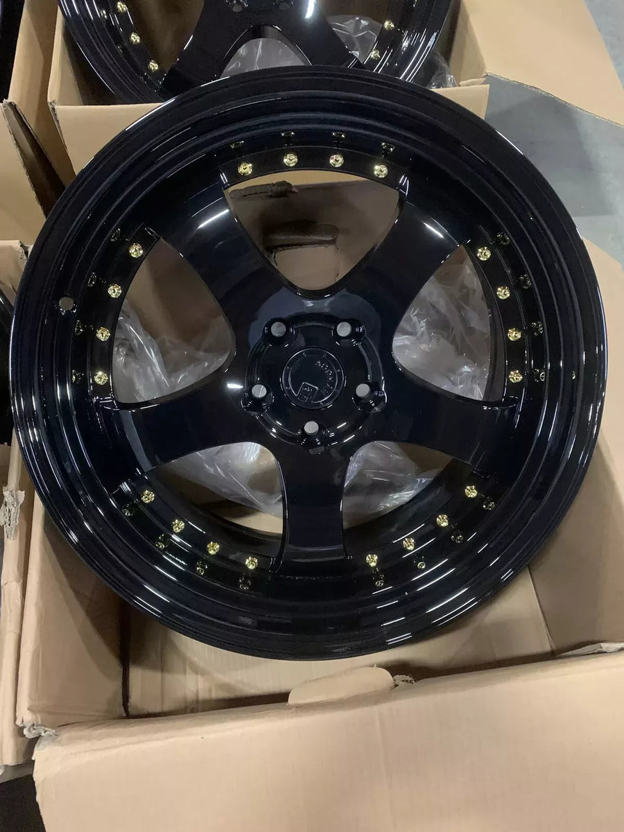 19" AodHan Ah03 Wheels 19x9.5 +22 5x114.3 Gloss Black Rims Set 4 ...