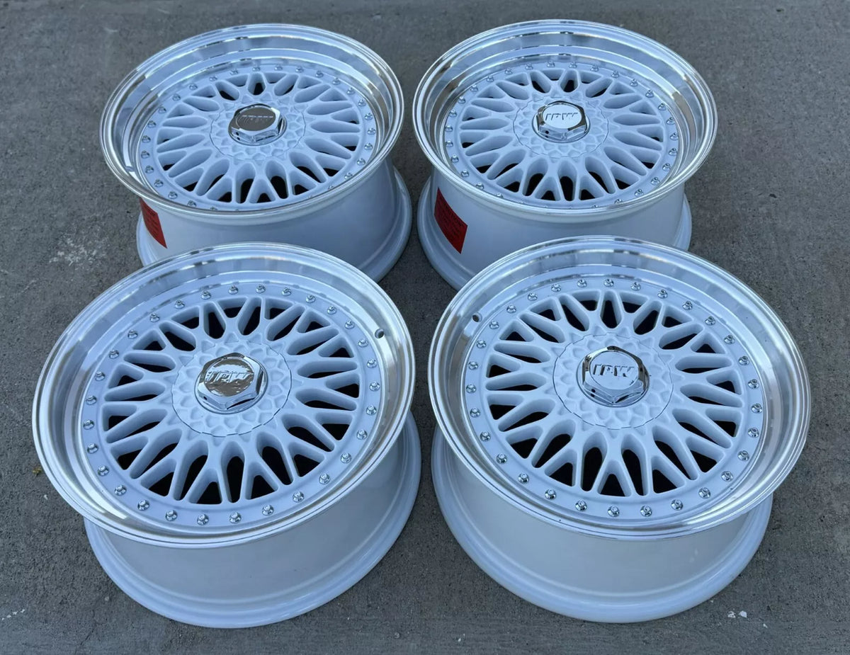 18x8 / 18x9 Wheels 5x120/5x114.3 White 18" Staggered RS Style Rims Set ...