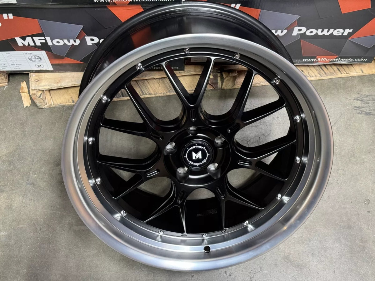 4 Pcs 18x9.5 +30 5x114.3 MFlow MFL2 Matte Black Wheels 18" Rims Set ...