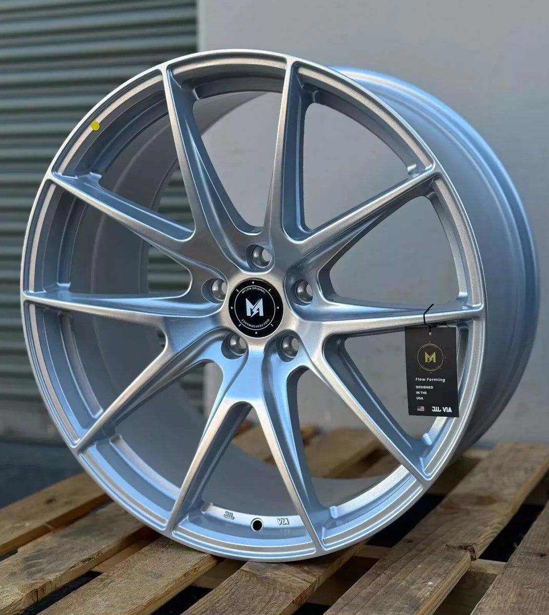 4 Pcs 19x8.5 / 19x9.5 5x114.3 Staggered MFlow MFR2 Silver Wheels 19" R ...