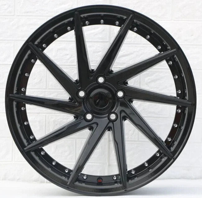 19" Wheels 19x8.5 5x112 +35 CB 73.1 Gloss Black Swirl Style Staggered ...