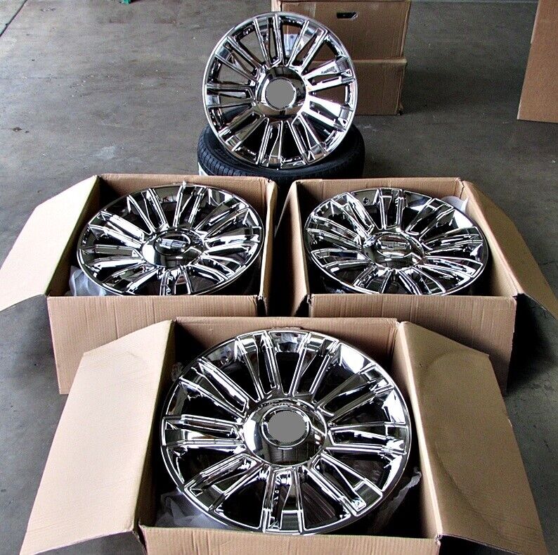 26" Chrome Wheels Fit Cadillac Escalade Chevy Silverado 1500 26x9.5 Ri ...