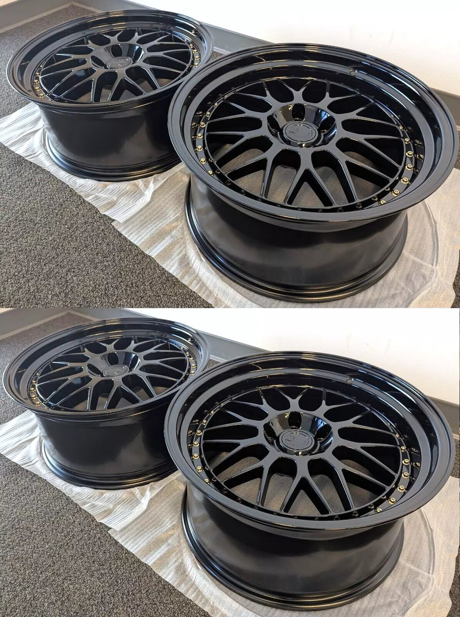 19x8.5/19x9.5 Staggered Aodhan AH02 Wheels 5x120 +35/+35 Gloss Black 1 ...