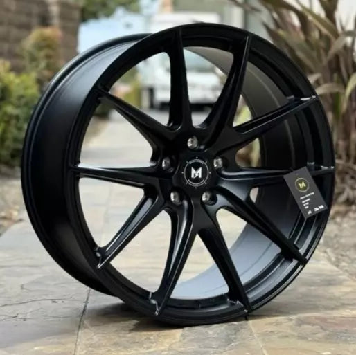 4 Pcs 19x9.5 +35 5x114.3 MFlow MFR2 Matte Black Wheels 19" Rims Set ...