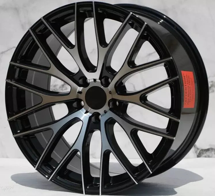 19" Wheels 19x9.5 +35 5x114.3 73.1 W008 Black Machined Tuner Rims SET ...