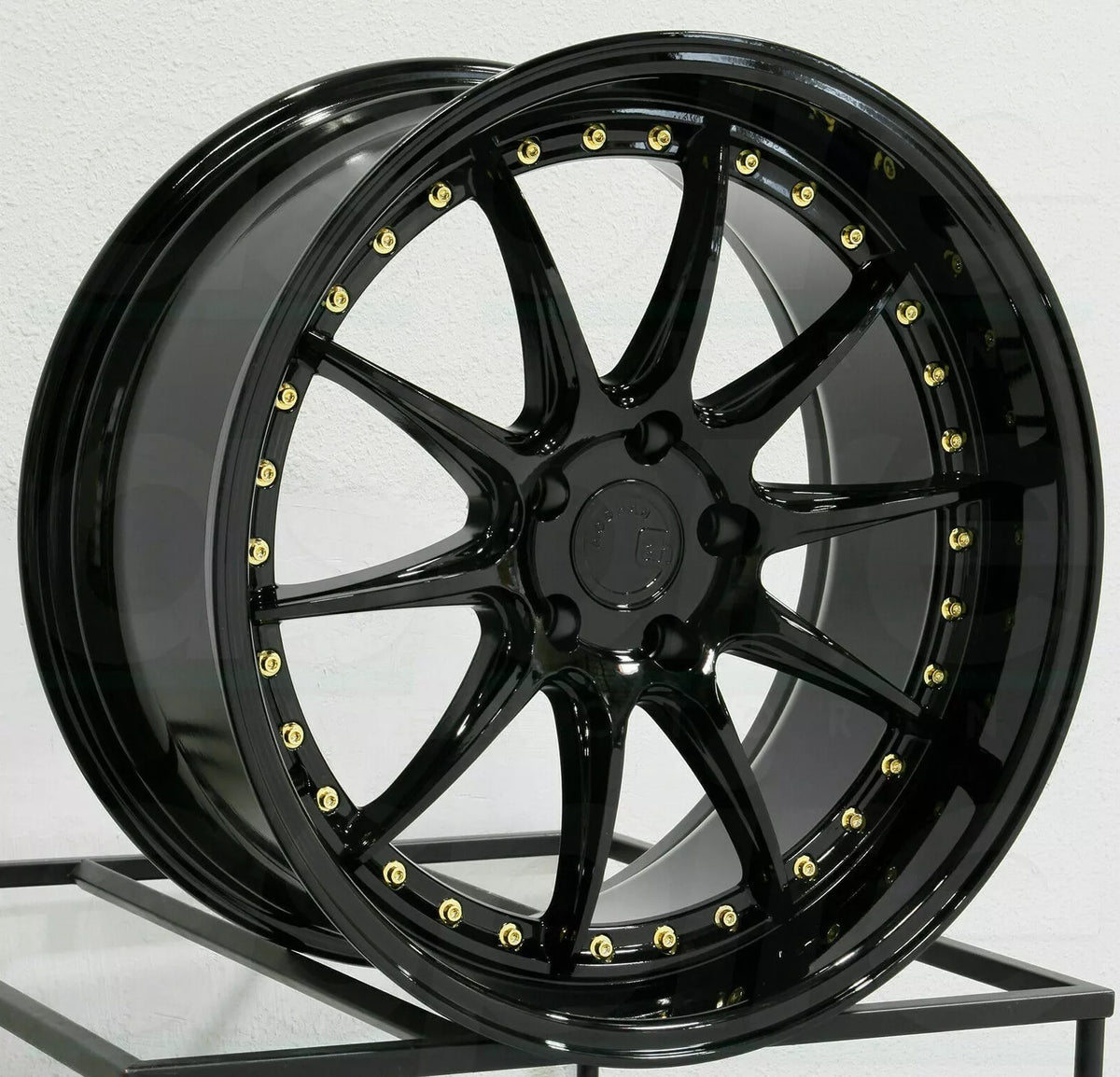 19x9.5 Aodhan DS07 Wheels 5x114.3 +30 Rims 19 Inch Set Gloss Black Gol ...