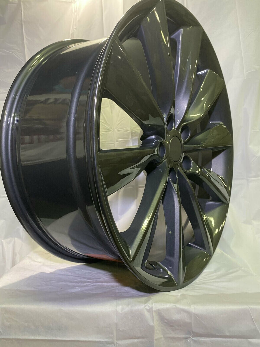 4 PCS 21" WHEELS SET FOR TESLA MODEL S X 21x9 ET40 5x120 CB64.1 GREY R ...