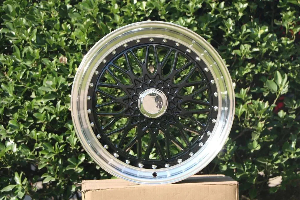 17" Wheels 5x120 / 5x112 +35 CB73.1 Black Machined 17x8.5 RS Style Rim ...