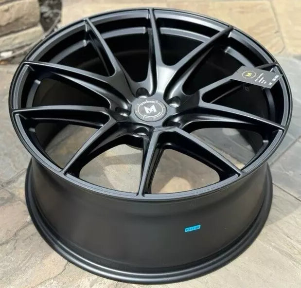 4 Pcs 19x8.5 / 19x9.5 5x114.3 Staggered MFlow MFR2 Matte Black Wheels ...