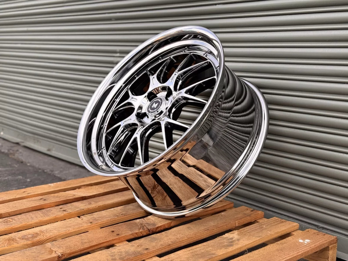 18x9.5 +30 5x114.3 MFlow MFL2 PVD Chrome Wheels 18" Deep Lip Rims Set ...
