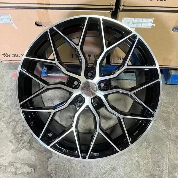 18x8 Wheels 18" 5x114.3 +35 CB 73.1 Black Machined Mesh Rims Set 4 ...