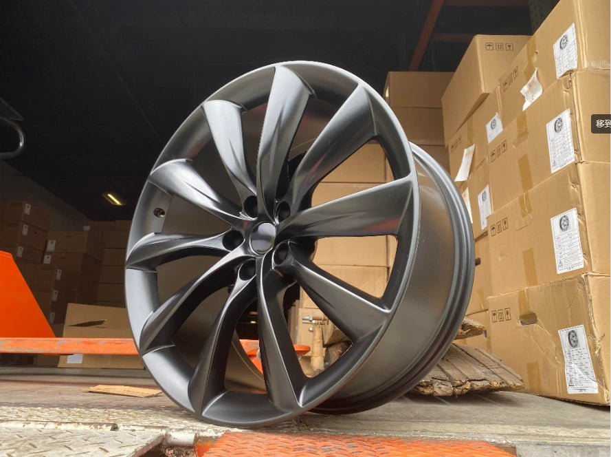 4 PCS 22" Matte Black Rims 5x120 Tesla Model S Model X 22x9 Set of 4 ...