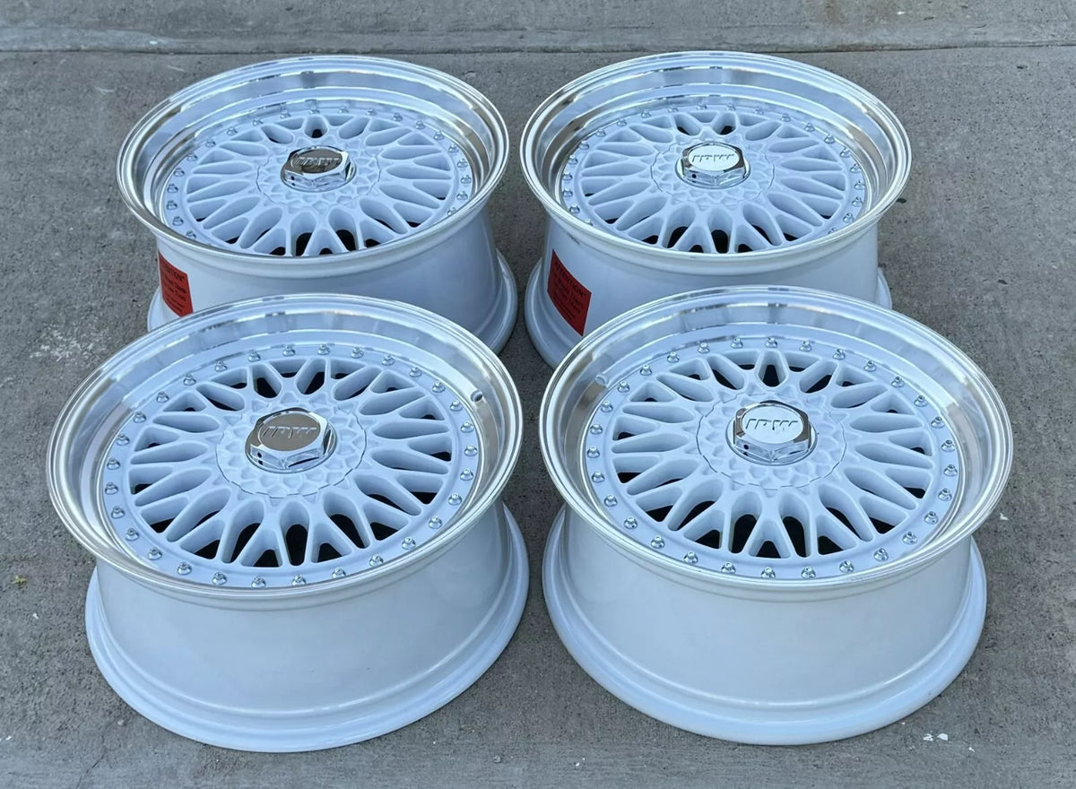 18x8 / 18x9 Wheels 5x120/5x114.3 White 18" Staggered RS Style Rims Set ...