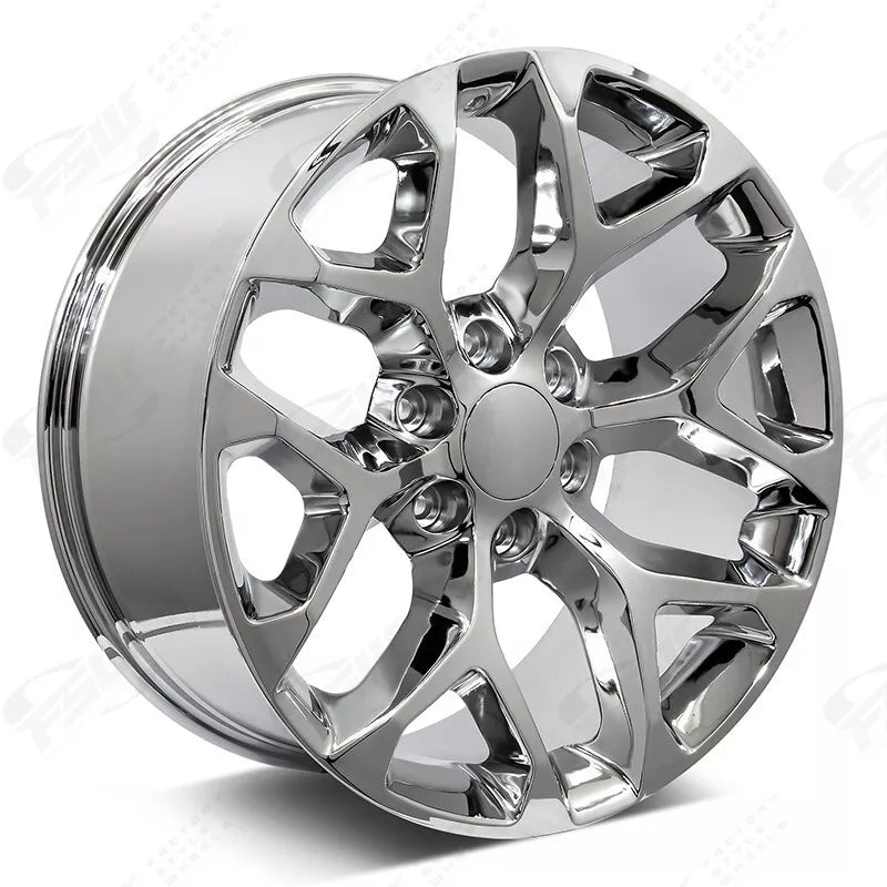 24" Chrome Snowflake Wheels For Chevy Silverado GMC Tahoe Yukon Denali ...