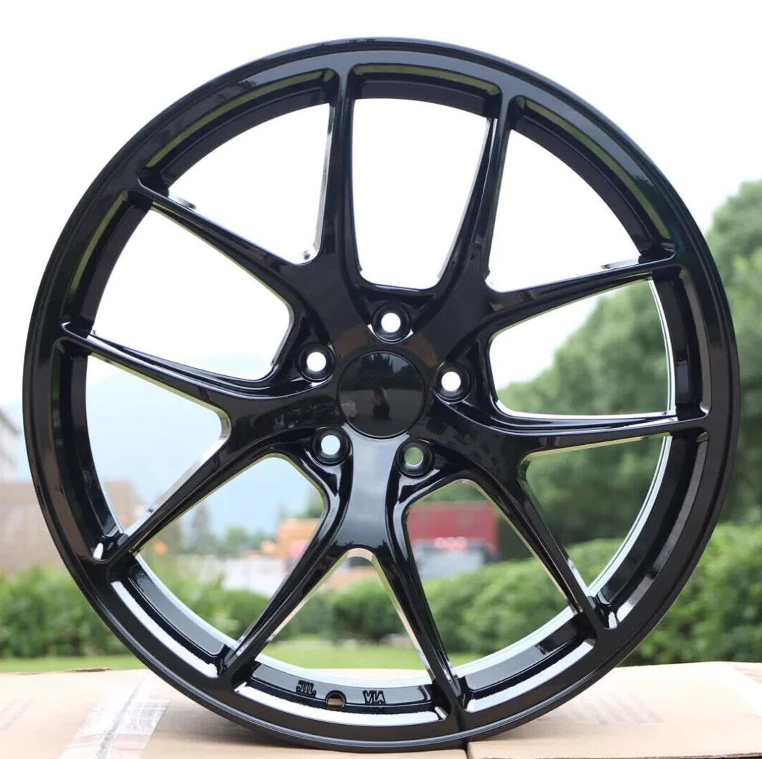 19x9.5 W005 Wheels 5x114.3 ET35 CB73.1 Gloss Black Tuner Set of 4 Rims ...