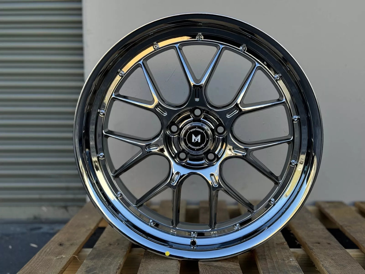4 Pcs 18x8.5 +35 5x114.3 MFlow MFL2 PVD Chrome Wheels 18" Rims Set ...