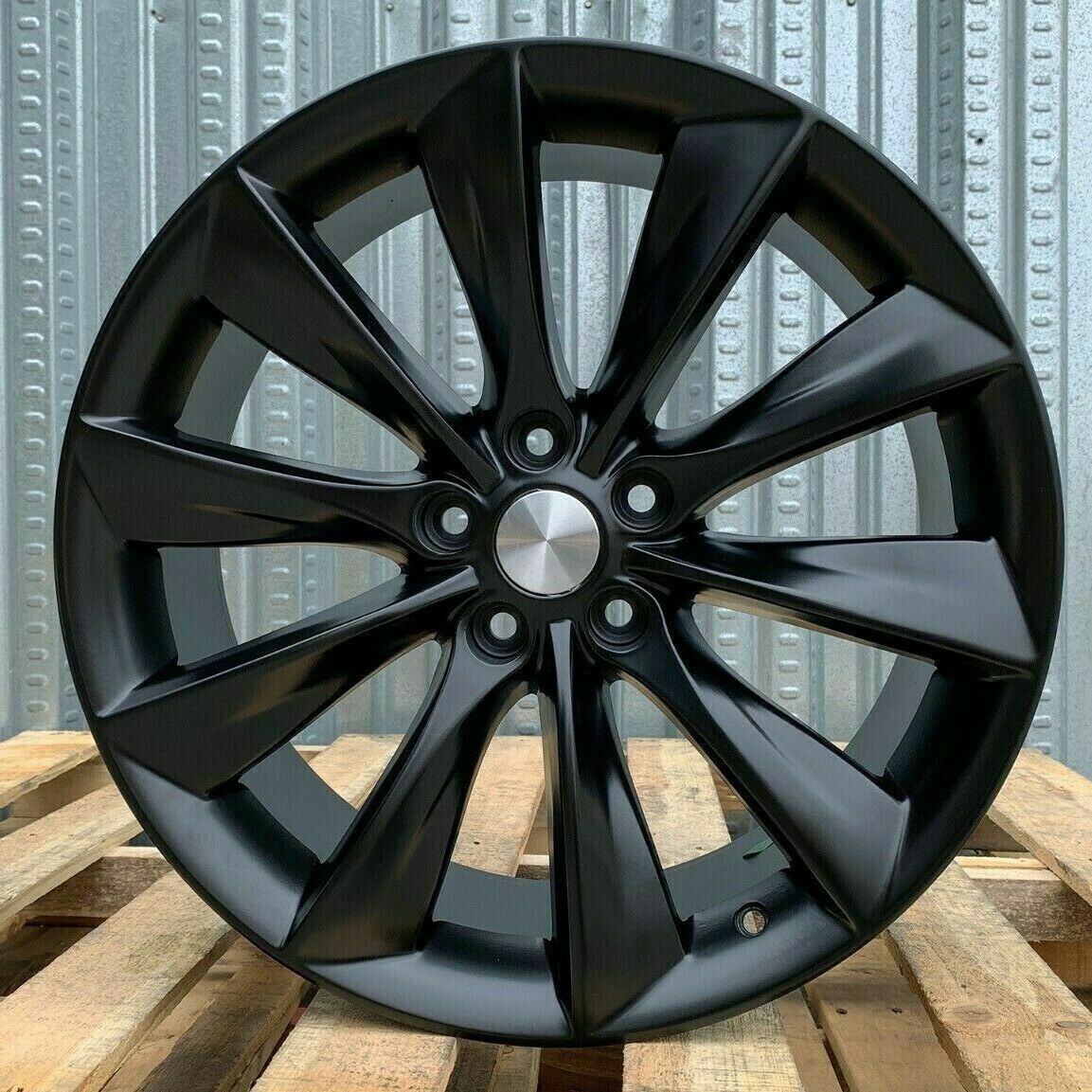 19" Wheels Fit Tesla Model S 19x8.5 Turbine Style Rims Matte Black 5x1 ...