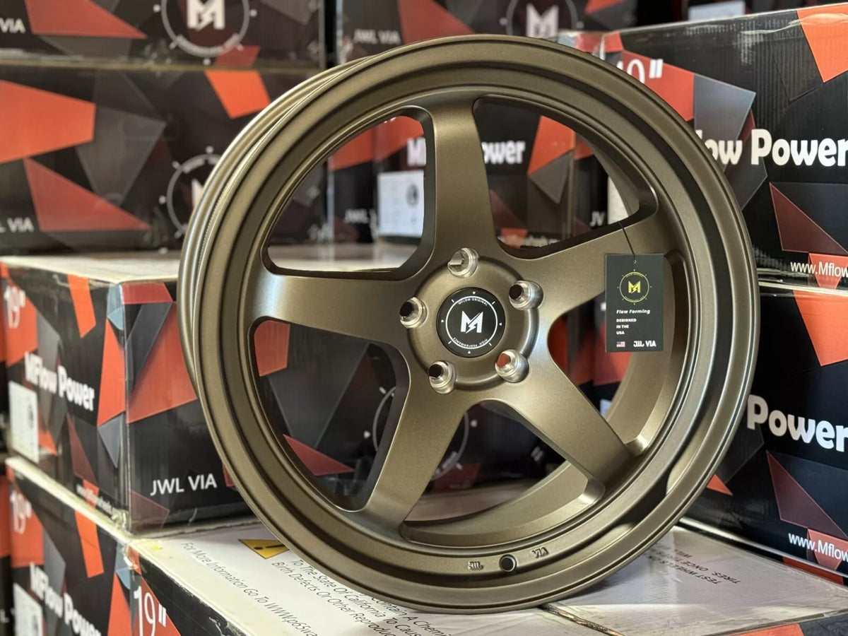 4 Pcs 18x8.5 +35 5x114.3 MFlow MFR3 Matte Bronze Wheels Set 18" CB 73 ...