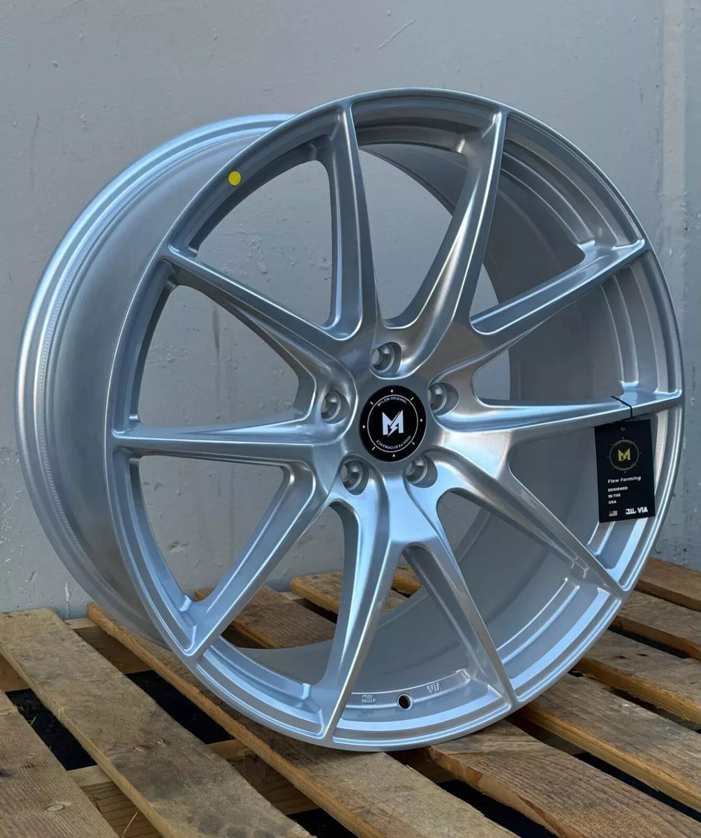 4 Pcs 20" MFlow MFR2 Silver Wheels 20x9.5 +38 5x112 CB 66.6 Rims ...