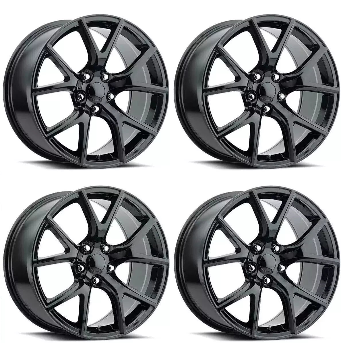 20x9.5 Wheels for Jeep Grand Cherokee Durango 20" Black Track Hawk Sty ...
