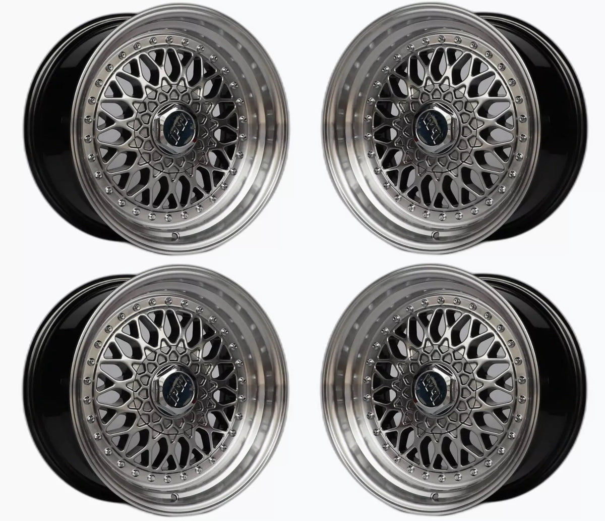 16" Wheels RS Style 16x7.5 4x114.3 / 4x100 +15 CB73.1 Hyperblack Machi ...