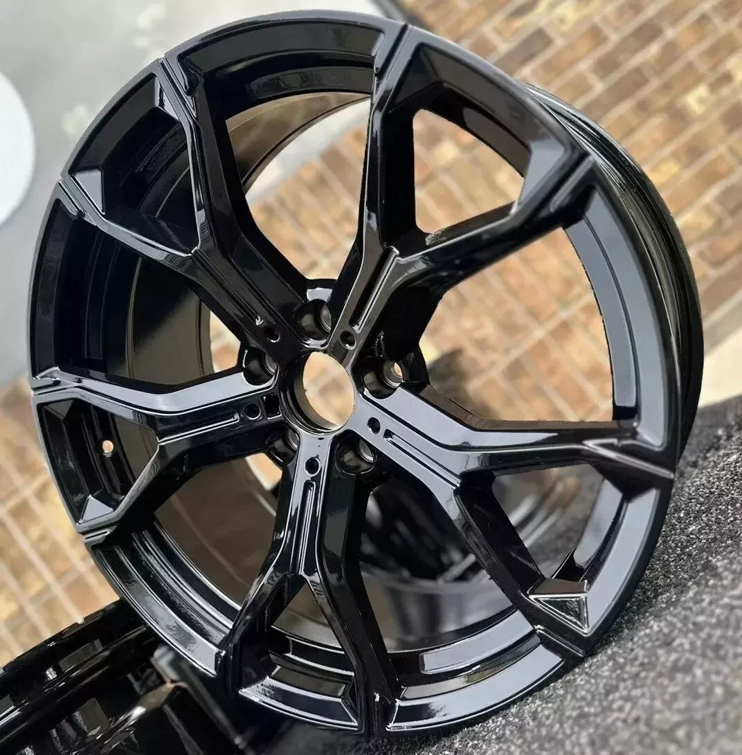 22" GLOSS BLACK STAGGERED WHEELS RIMS FIT BMW X5 X5M E70 F15 X6 E71 F1 ...