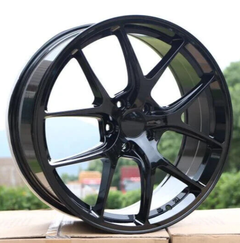 18" Wheels 18x9 +35 5x114.3 73.1 Tuner FI-R Style Gloss Black Rims Set ...
