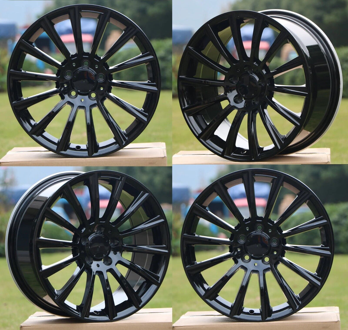 Set 4 22" Gloss Black Wheels For Mercedes GLS GLE 22x9 +32 5x112 Squar ...