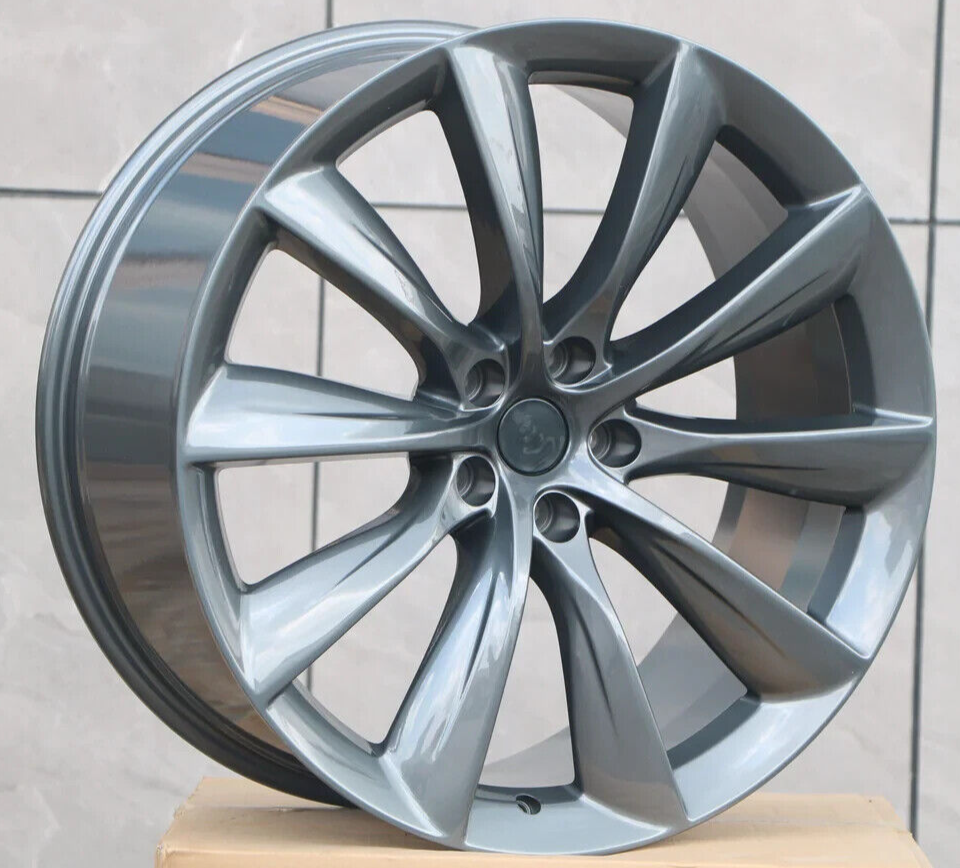 22" Wheels For Tesla Model S X Staggered 22x9 / 22X10 5x120 Gunmetal R ...