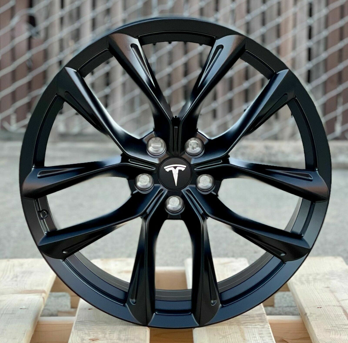 19" Wheels Fit Tesla Model S 19x8.5 Arachnid Style Rims Matte Black 5x ...